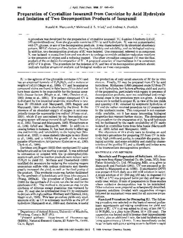 (PDF) Preparation of crystalline isouramil from convicine by acid ...