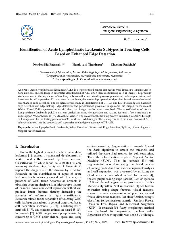(PDF) Classification of Leukemia Detection in Human Blood Sample Based on Microscopic Images ...