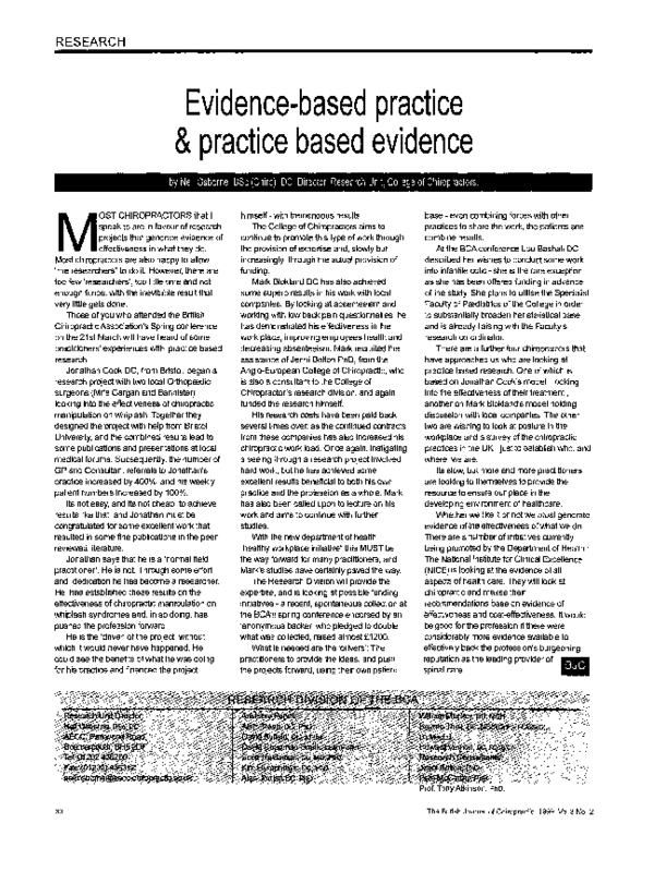 (PDF) Evidence based practice, practice based evidence and warm data