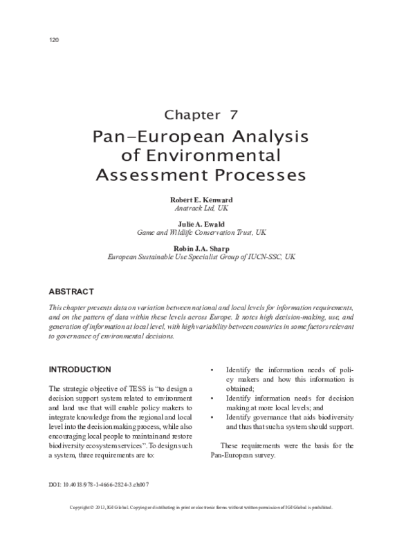 (PDF) Pan-European Analysis of Environmental Assessment Processes