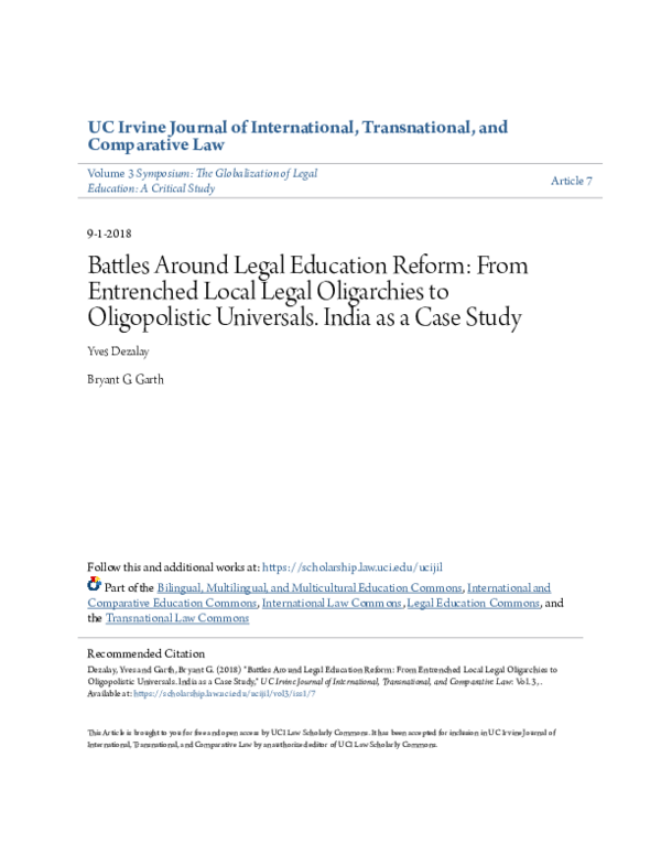 (PDF) Battles Around Legal Education Reform: From Entrenched Local ...
