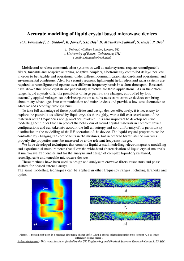 (PDF) Accurate Modelling of Liquid Crystal-Based Microwave Devices ...