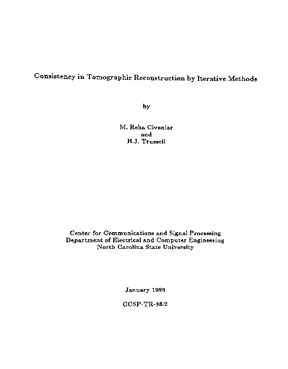 Pdf Consistency In Tomographic Reconstruction By Iterative Methods