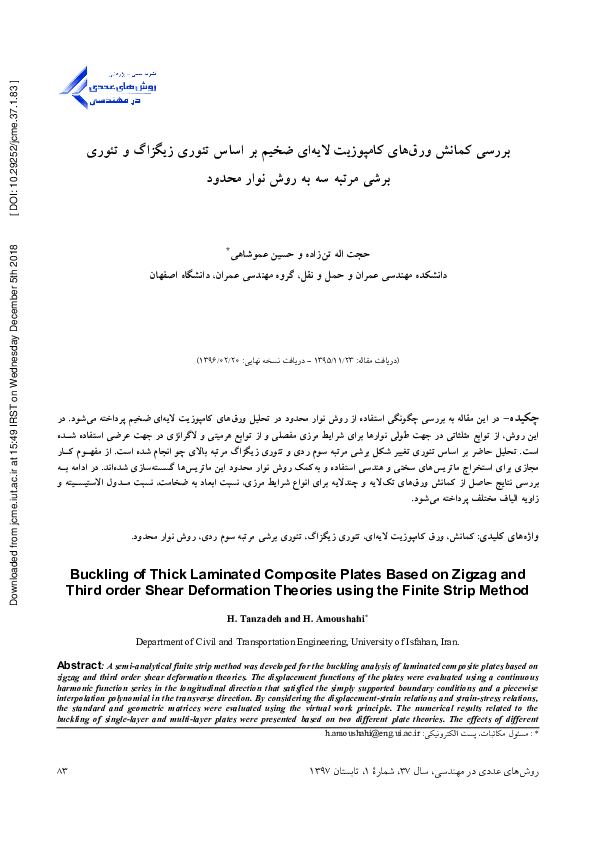 Pdf Buckling Of Thick Laminated Composite Plates Based On Zigzag And Third Order Shear