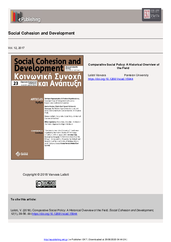 (PDF) Comparative Social Policy: A Historical Overview of the Field