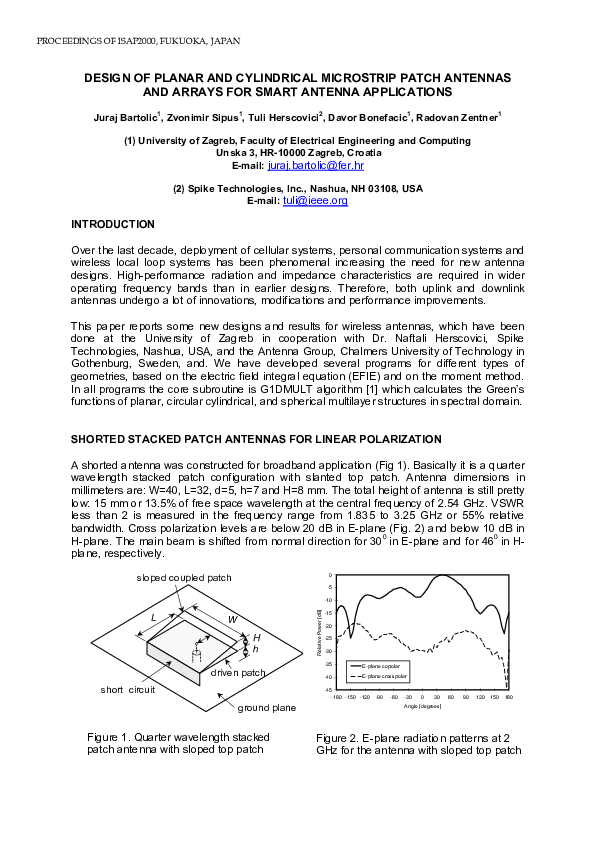 (PDF) Design of Planar and Cylindrical Microstrip Patch Antennas and Arrays for Smart Antenna ...