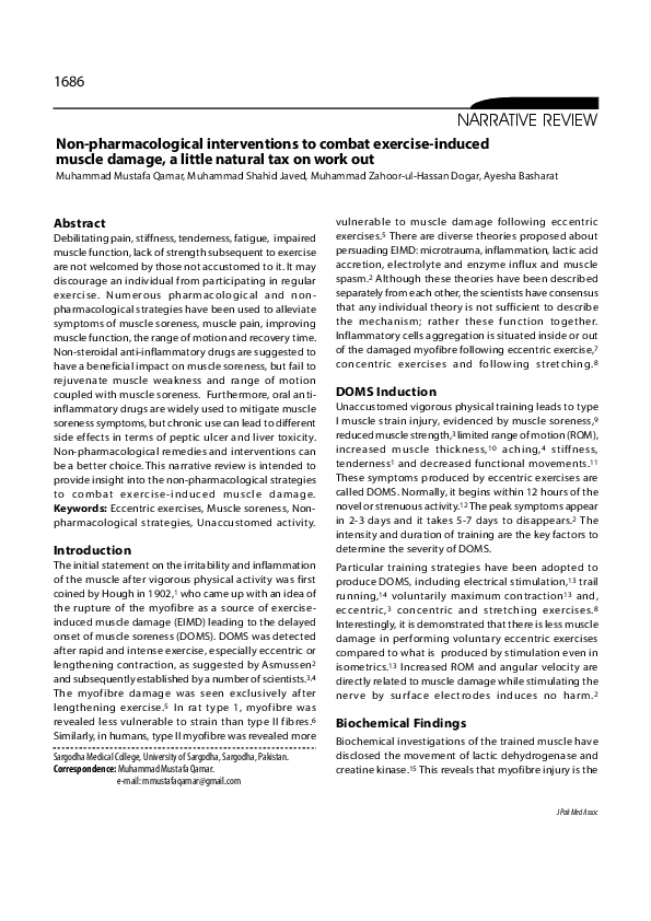 (PDF) Non-pharmacological interventions to combat exercise-induced ...
