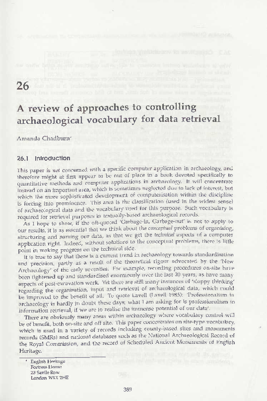 (PDF) A review of approaches to controlling archaeological vocabulary ...