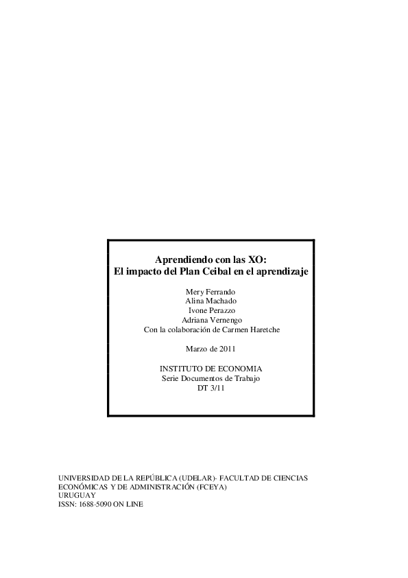 (PDF) Aprendiendo con las XO: el impacto del Plan Ceibal en el aprendizaje
