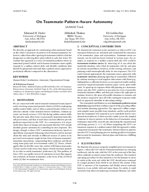 (PDF) On Teammate-Pattern-Aware Autonomy