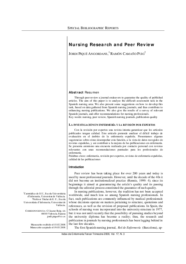 (PDF) Nursing Research and Peer Review