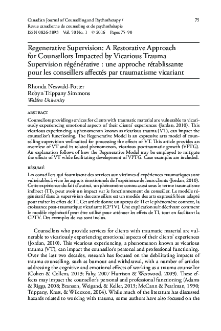 (PDF) Regenerative Supervision: A Restorative Approach for Counsellors ...