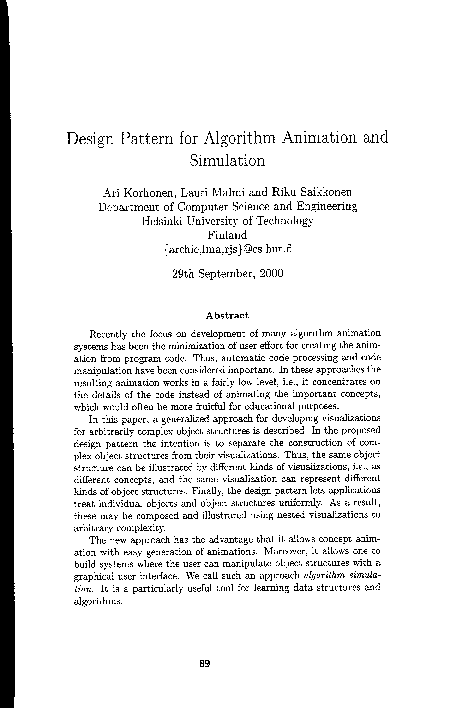 (PDF) Design pattern for algorithm animation and simulation