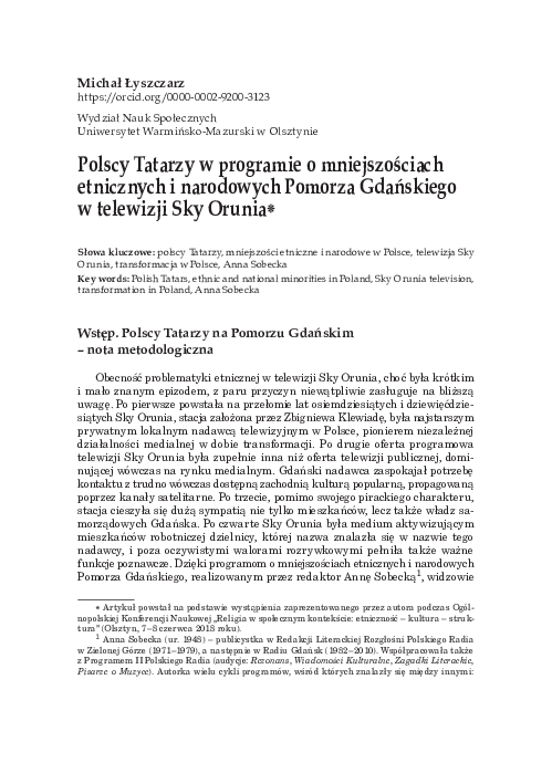 (PDF) Polscy Tatarzy w programie o mniejszościach etnicznych i narodowych Pomorza Gdańskiego w ...