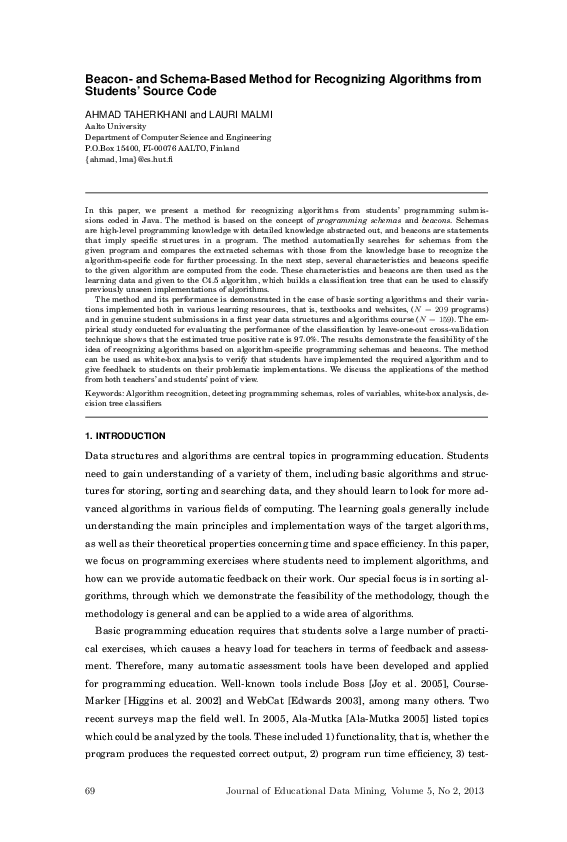 (PDF) Beacon-and Schema-Based Method for Recognizing Algorithms from ...