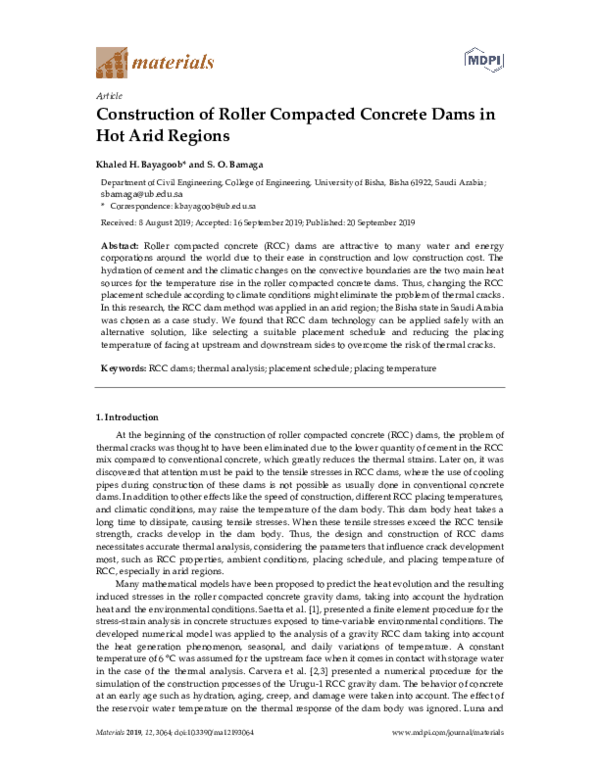 (PDF) Construction of Roller Compacted Concrete Dams in Hot Arid Regions