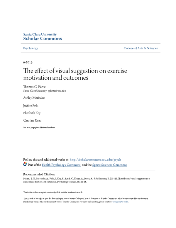 (PDF) The effect of visual suggestion on exercise motivation and outcomes
