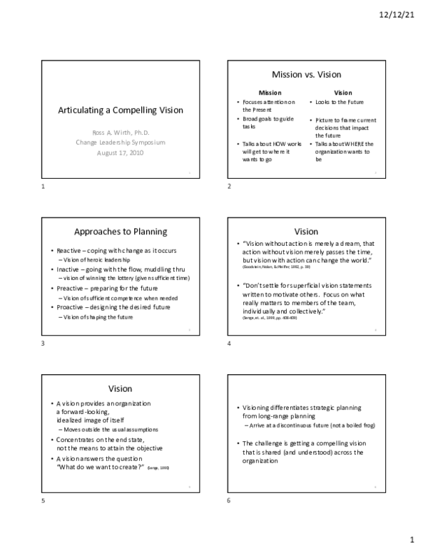 (PDF) Articulating a Compelling Vision