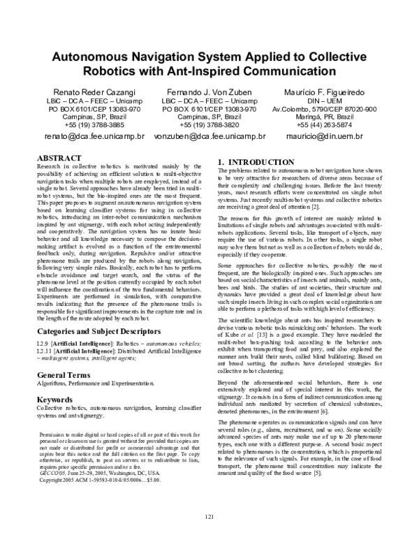 (PDF) Autonomous navigation system applied to collective robotics with ...