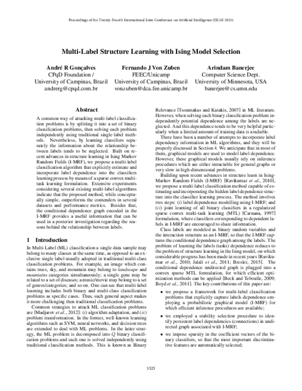(PDF) Multi-Label Structure Learning with Ising Model Selection