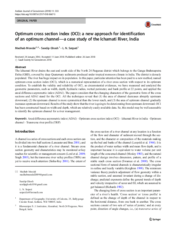 (PDF) Optimum cross section index (OCI): a new approach for ...
