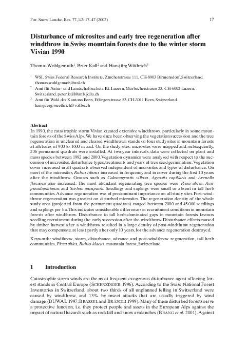 (PDF) Disturbance of microsites and early tree regeneration after ...