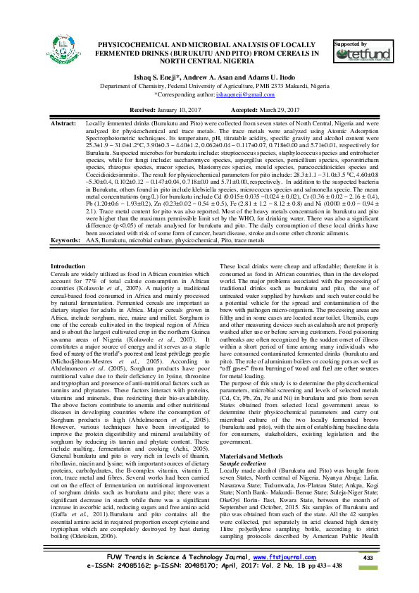 (PDF) Physicochemical and Microbial Analysis of Locally Fermented ...