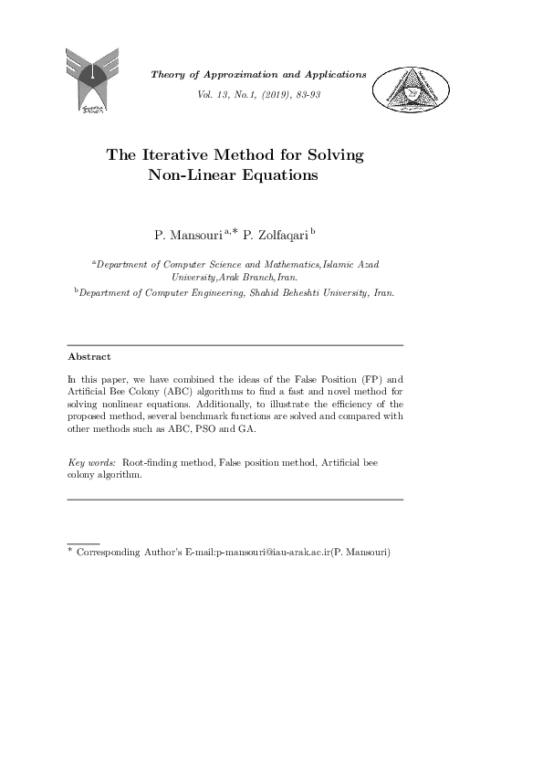 Pdf The Iterative Method For Solving Non Linear Equations
