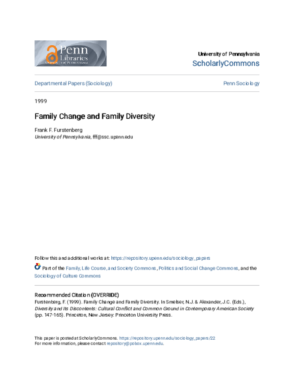 (PDF) Family Change and Family Diversity