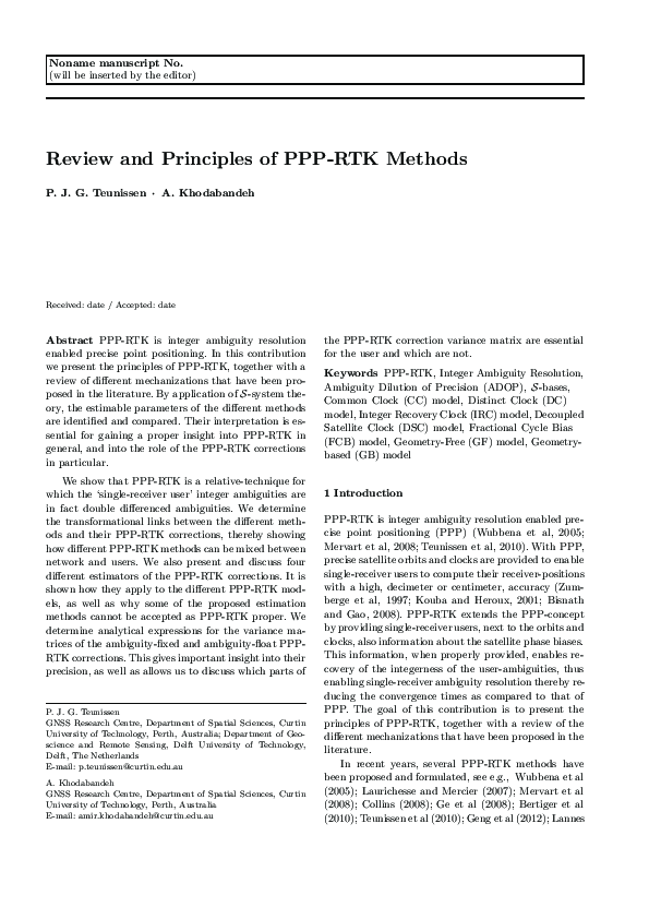 (PDF) Review and principles of PPP-RTK methods