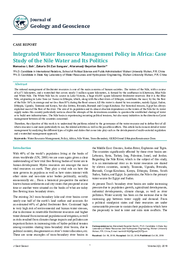 (PDF) Integrated Water Resource Management Policy in Africa: Case Study ...