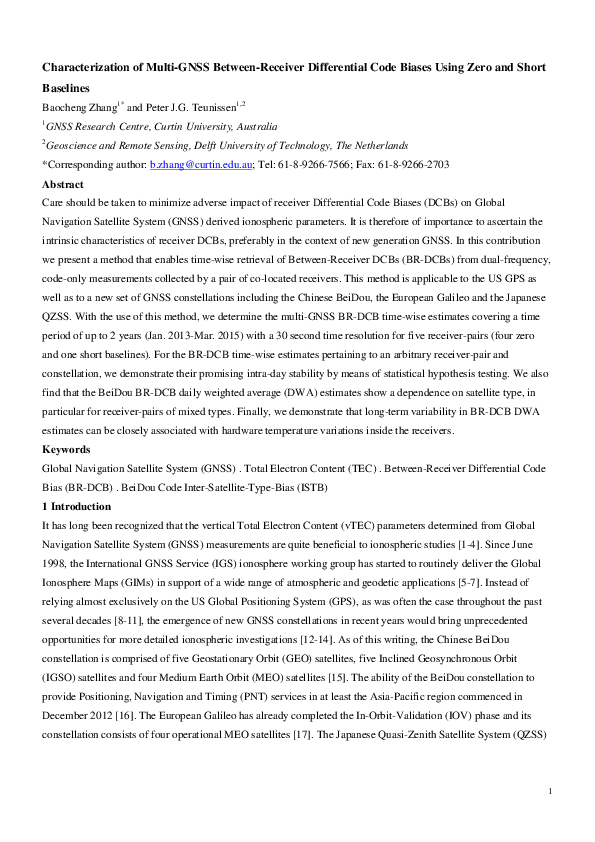 (PDF) Characterization of multi-GNSS between-receiver differential code biases using zero and ...