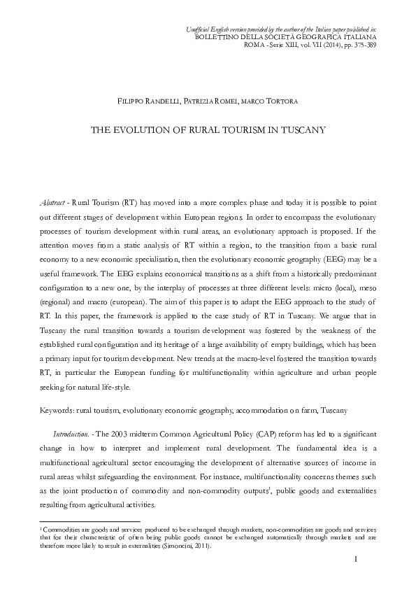 (PDF) The Evolution of Rural Tourism in Tuscany