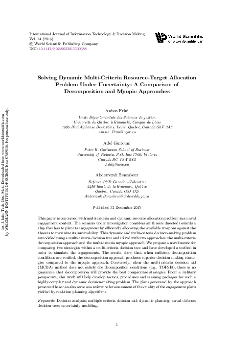 (PDF) Solving Dynamic Multi-Criteria Weapon-Target Allocation Problem Under Uncertainty: A ...