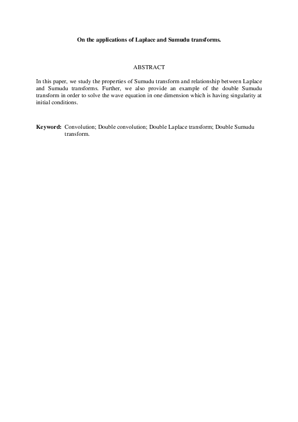 Pdf On The Applications Of Laplace And Sumudu Transforms Hassan Gadain