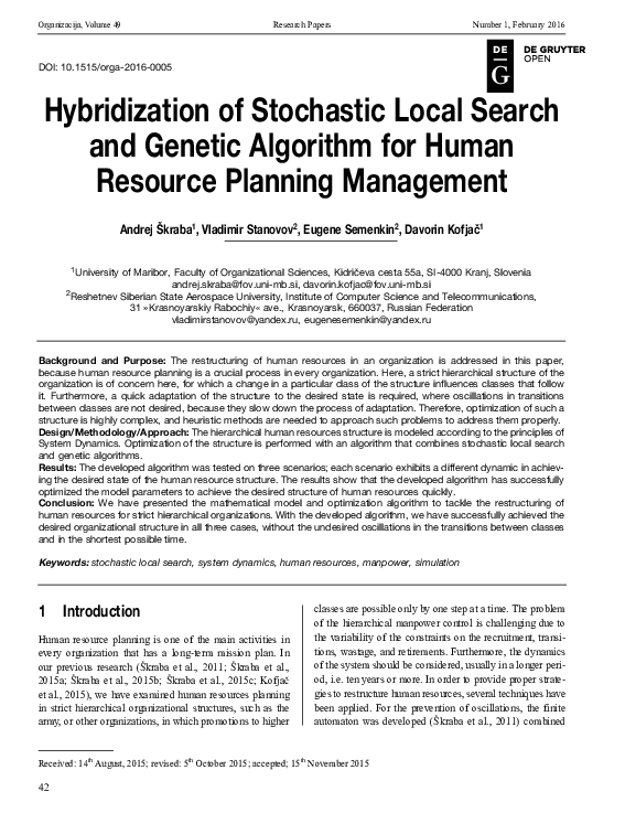 (PDF) Hybridization of Stochastic Local Search and Genetic Algorithm for Human Resource Planning ...