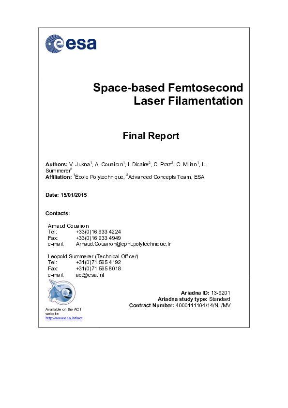 (PDF) Space-based Femtosecond Laser Filamentation Final Report
