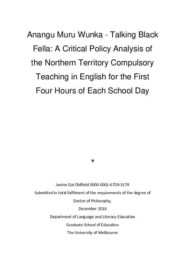 (PDF) Anangu Muru Wunka - Talking Black Fella: a critical policy ...