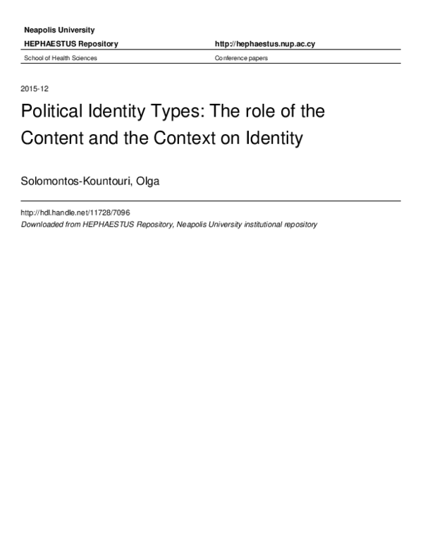 (PDF) Political Identity Types: The role of the Content and the Context ...