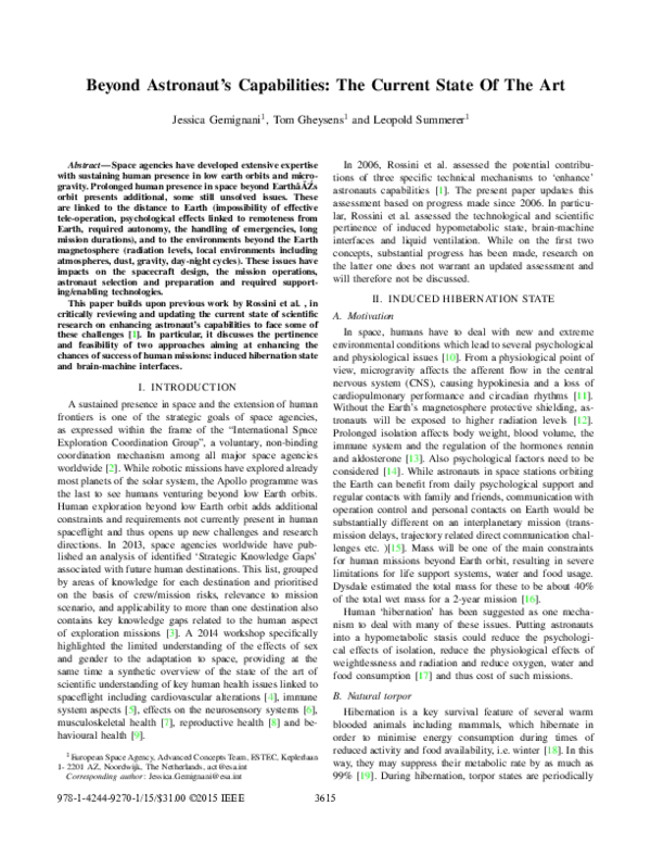 (PDF) Beyond astronaut's capabilities: The current state of the art