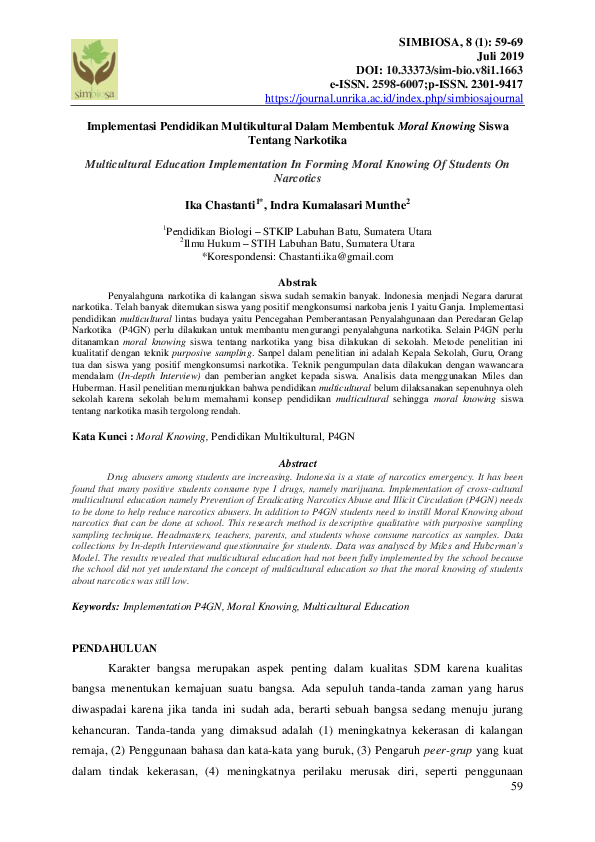 (PDF) Implementasi Pendidikan Multikultural Dalam Pembelajaran