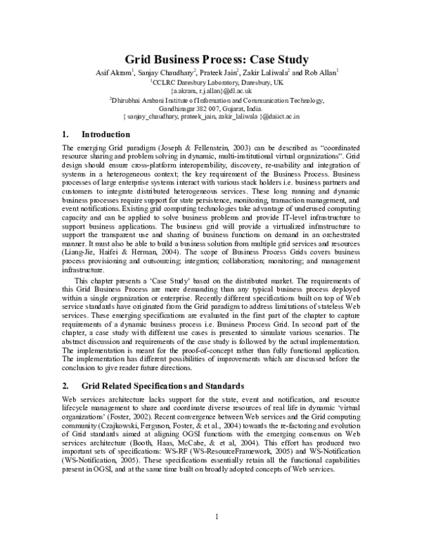 (PDF) Grid Business Process: Case Study