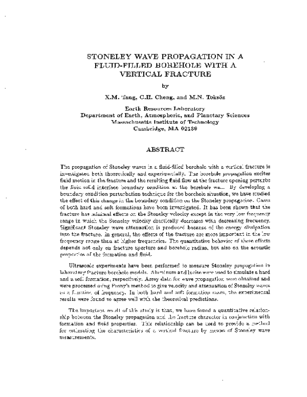 (PDF) Stoneley‐wave propagation in a fluid‐filled borehole with a ...