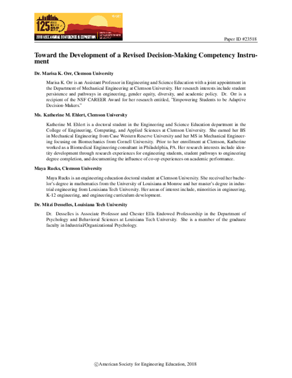 (PDF) Toward the Development of a Revised Decision-Making Competency ...
