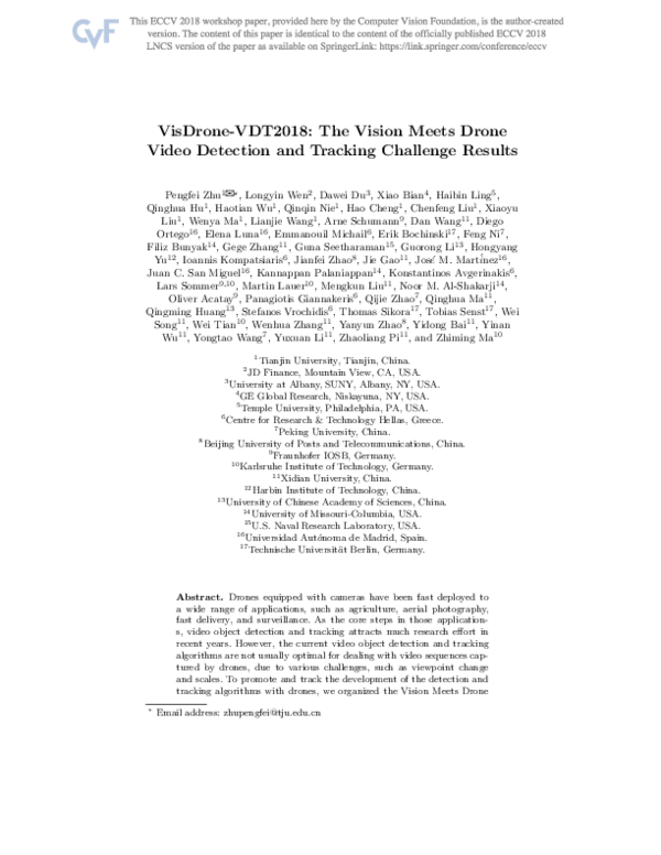 Pdf Visdrone Vdt2018 The Vision Meets Drone Video Detection And