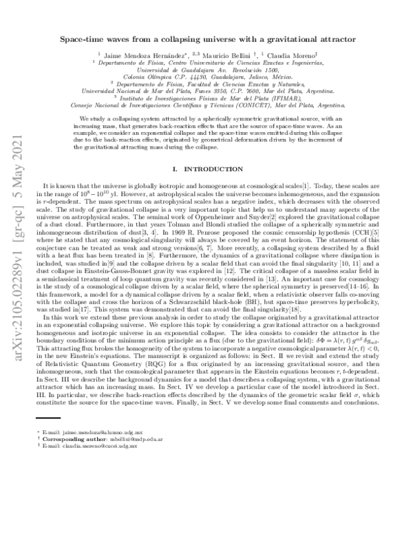 (PDF) Space–time waves from a collapsing universe with a gravitational ...