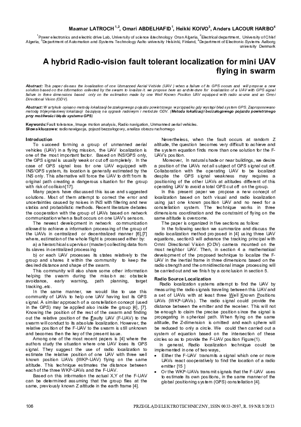 (PDF) A hybrid Radio-vision fault tolerant localization for mini UAV ...