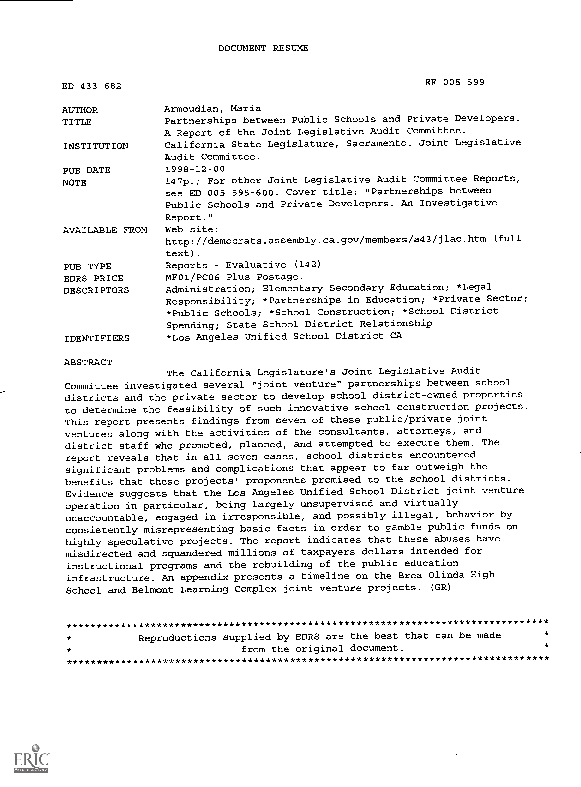 (PDF) Partnerships between Public Schools and Private Developers. A ...