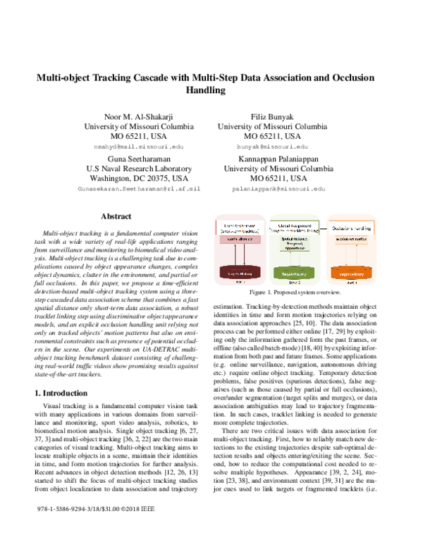 (PDF) Multi-object Tracking Cascade with Multi-Step Data Association and Occlusion Handling