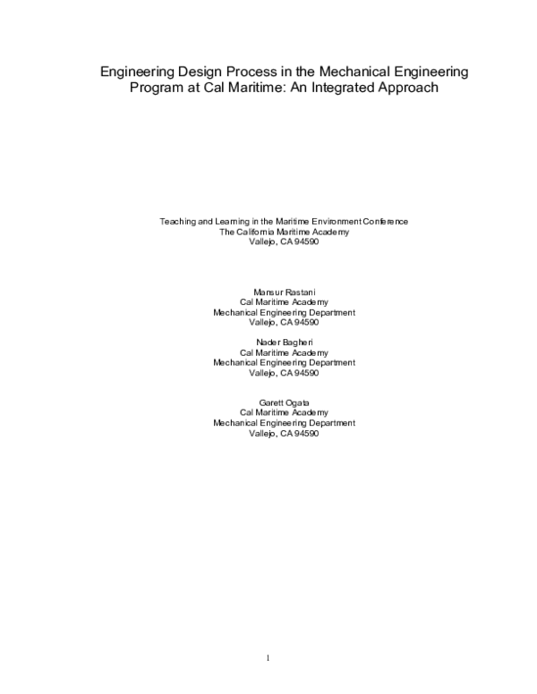 (PDF) Engineering Design Process in the Mechanical Engineering Program ...